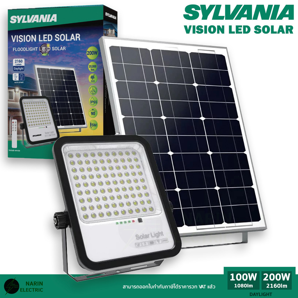 ไฟโซลาร์เซลล์ โคมไฟสปอตไลท์ LED Solar Cell พร้อมรีโมท รุ่น VISION LED ...