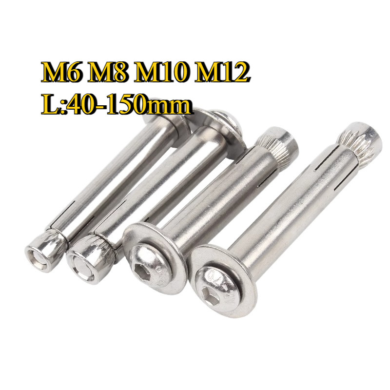 304 สแตนเลสสตีลหัวกลมหกเหลี่ยมซ็อกเก็ตขยาย Bolt M6/M8/M10/M12 * L40-150 มม. [DM] [DM] | Shopee ...