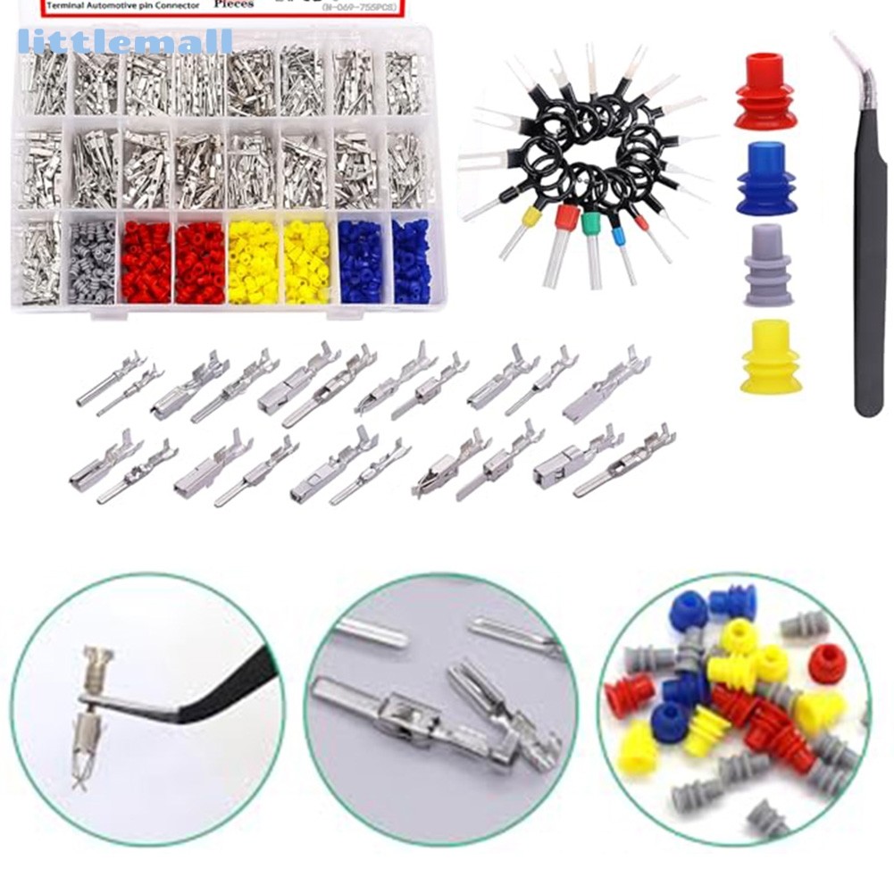 755 ชิ้น Terminal Pins ลวด Harness Pins ชายหญิงรถไฟฟ้า Connector Kit ...
