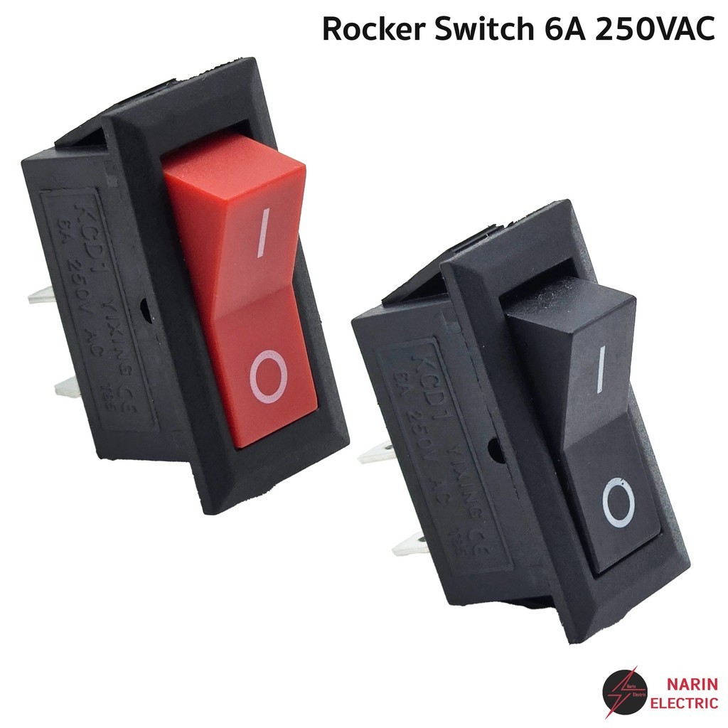 สวิตซ์ ขนาดกลาง (Rocket switch) สีดำ แดง 2P 10A125V,6A 250V คุณภาพ ...