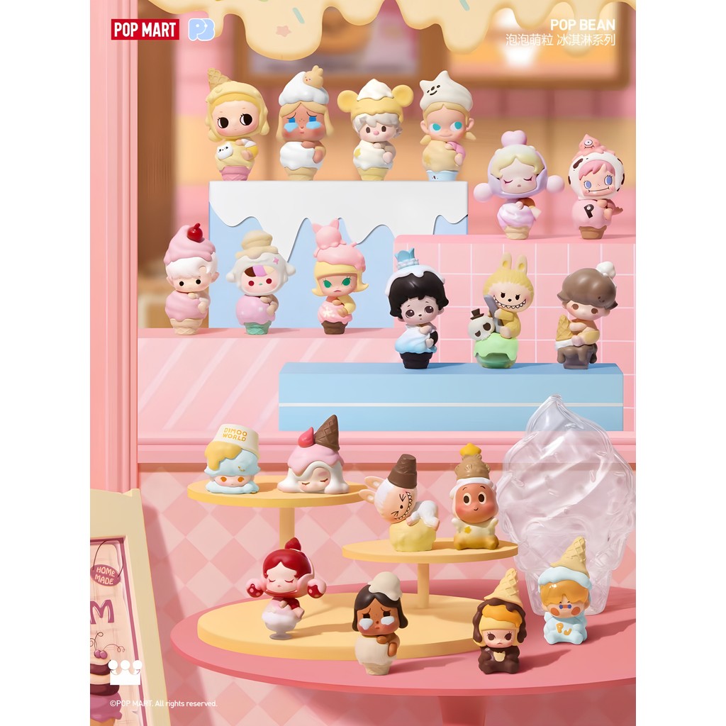 Popmart POP PBEAN Ice Cream Cone Cup Series & Hot Melt Ice Cream Mini ...