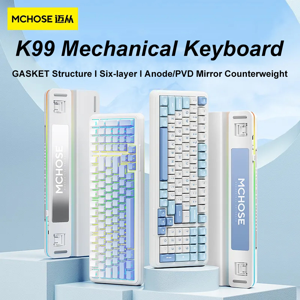 Mchose K99 คีย์บอร์ดแบบกลไกสามโหมด 2.4G Type-c แป้นพิมพ์บลูทูธพร้อม Backlit Super Low Delay ...