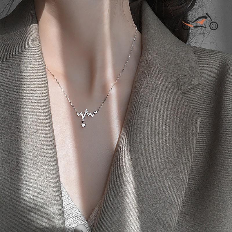 [SU] ใหม่แฟชั่นผู้หญิงเงา Heartbeat Clavicle Chain สร้อยคอสําหรับงาน ...