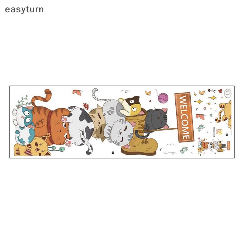 Easyturn Nordic การ์ตูน Naughty Cat Pyramid สติ๊กเกอร์ติดผนังห้องเด็กตก ...
