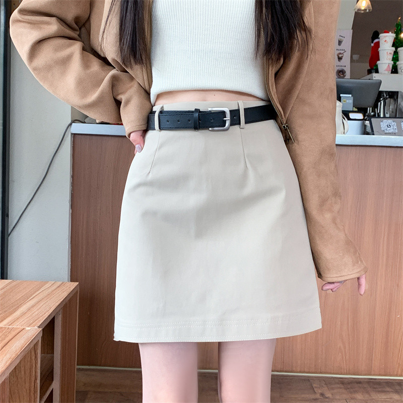 ฤดูใบไม้ร่วงสีทึบเวอร์ชั่นเกาหลีของผู้หญิงเอวสูงแฟชั่นชุดสูท ก-เส้น กระโปรงสั้น 250102 | Shopee ...