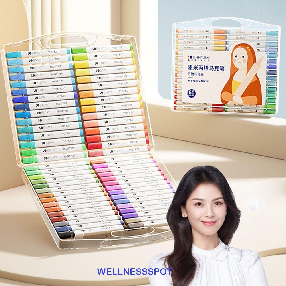 Wellnessspot ปากกามาร์กเกอร์ศิลปะ, ปากกาเจลภาพวาดอะคริลิค, 24/48/60 สี Hand Drawn ความปลอดภัยทน ...