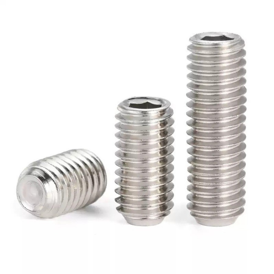 สกรู ตัวหนอน หกเหลี่ยม ปลายตัด สแตนเลส 304 เกลียวมิล หยาบ / Hex Socket ...