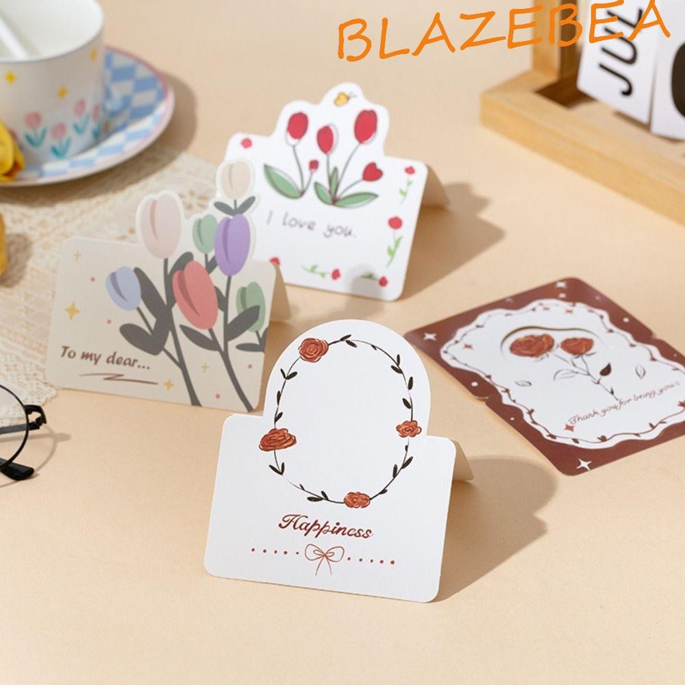 Blazebea 10 ชิ้นการ์ดอวยพร, DIY ตกแต่งช่อดอกไม้ Series การ์ดข้อความ, ลายมือโรแมนติกคําอวยพร ...
