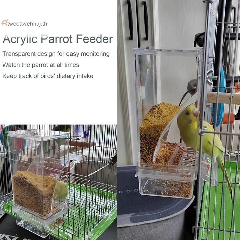 Tw อัตโนมัติไม่มี Mess Bird Cage Feeder,อะคริลิคโปร่งใส Parrot Seed ...