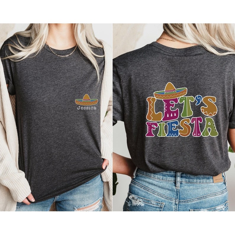 Custom Name Fiesta Shirt,Let's Fiesta Shirt,Custom Cinco de Mayo Shirt ...