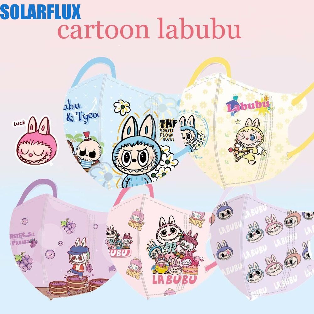 Solarflux 10 ชิ้นเด็ก Labubu Face Mask, การ์ตูนพิมพ์ Labubu Kids Face ...