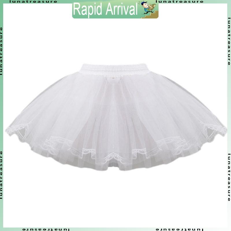 Lun Hard Net Lace เจ้าสาวชุดแต่งงาน Petticoat เด็กผู้หญิงสั้นสีขาวตา ...