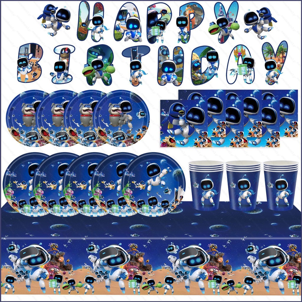 Ye Astro Bot Theme Decor เด็กปาร์ตี้วันเกิดผ้าปูโต๊ะแบนเนอร์แผ่นกระดาษ ...