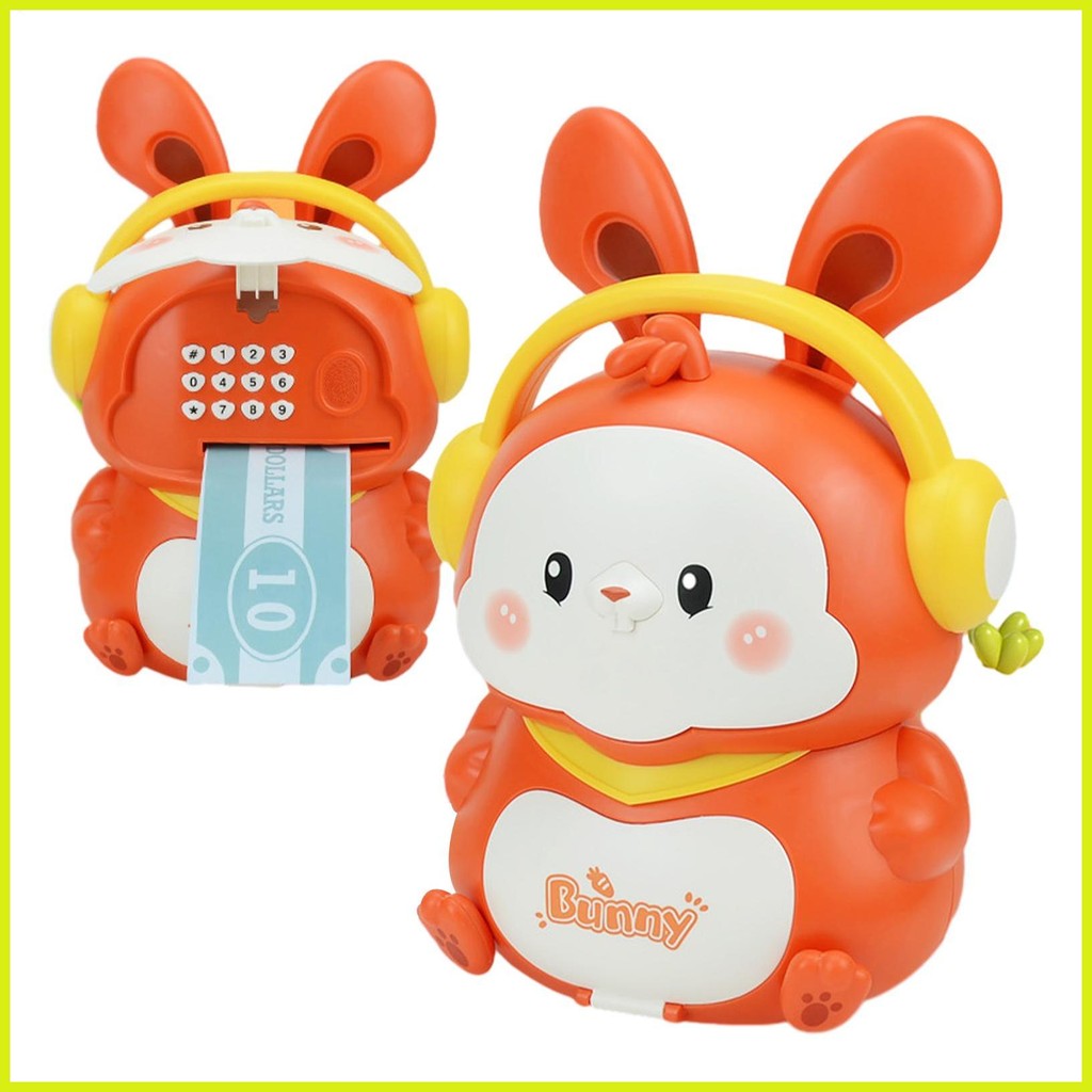 กระต่ายเหรียญเงินธนาคาร ATM เงินสดเหรียญกล่องกระต่ายน่ารักรหัสผ่านเก็บ ...