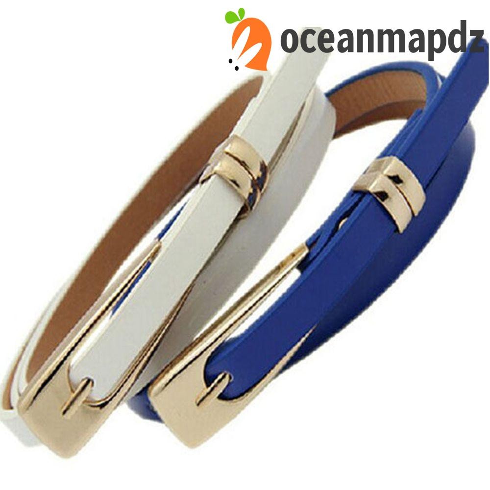Oceanmapdz เข็มขัดหนัง PU แฟชั่นเข็มขัดผู้หญิงสาวเลดี้หัวเข็มขัดหนังหลากสีผอม | Shopee Thailand