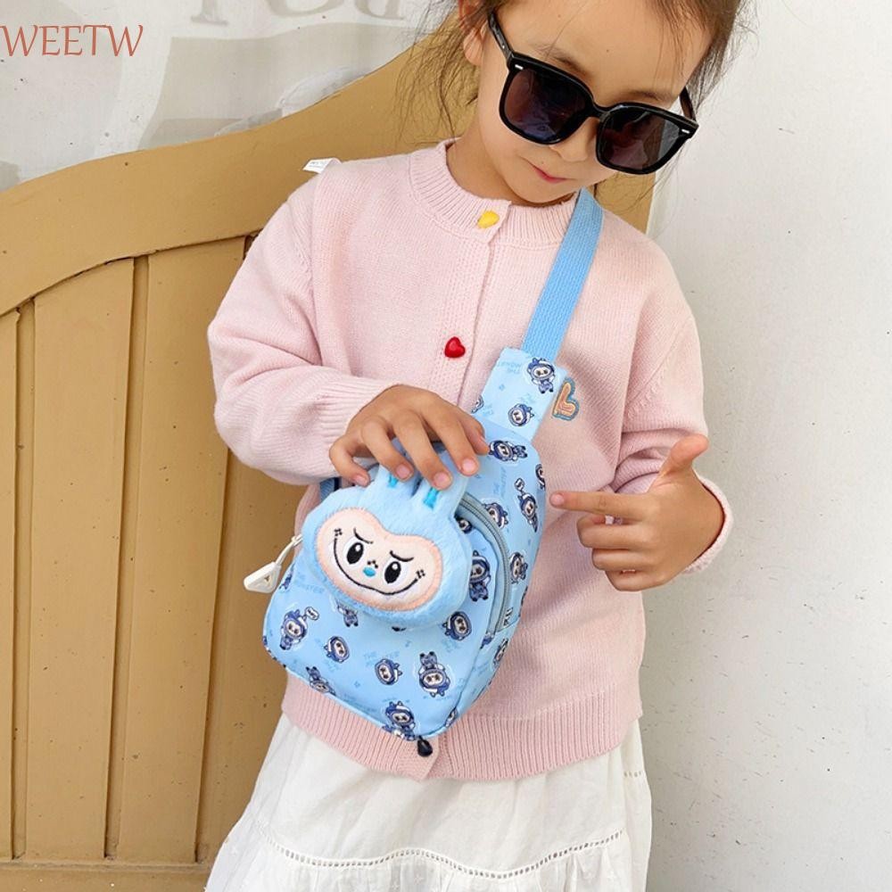 Weekw Labubu Plush Chest Bag,ไนลอนซิปการ์ตูนCrossbodyกระเป๋า,Labu ...