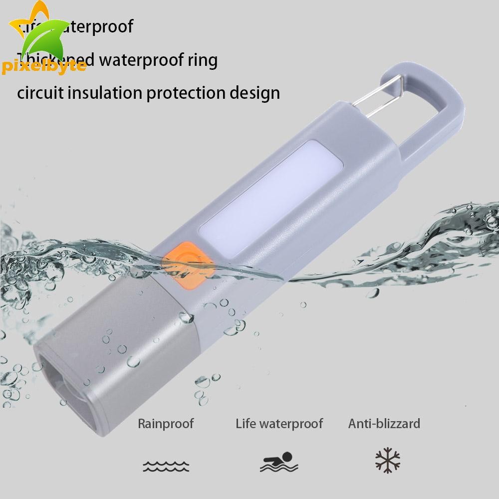 Pixelbyte ไฟฉายขนาดเล็กกลางแจ้ง, USB ชาร์จ ABS ไฟไฟฉาย LED, XPE Bright Flashlamp พร้อมตะขอแสงที่ ...