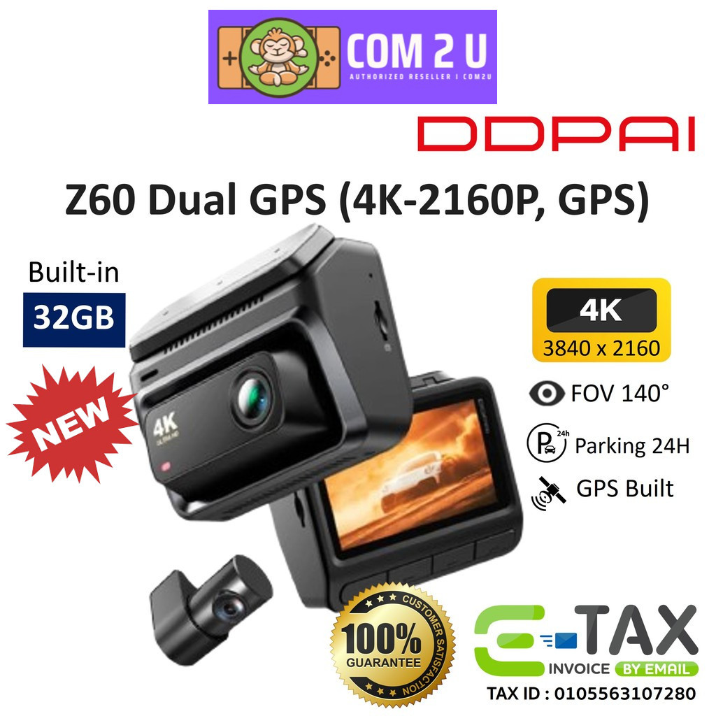 DDPAI Z60 GPS Dual 4K Front กล้องติดรถยนต์ เทคโนโลยี ADAS Wi-Fi6 5GHz AI ISP Night Vision ประกัน ...