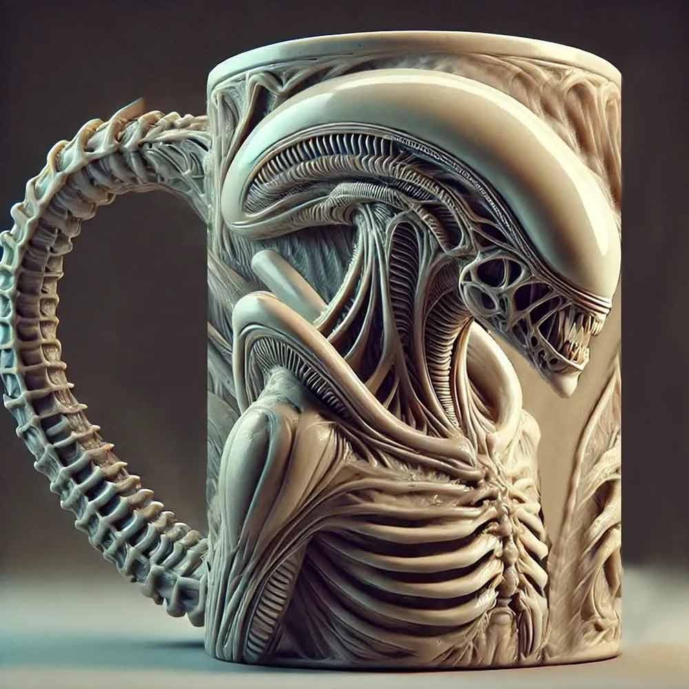 Xenomorph / Alien Drinking Coffee Mug - Gift For Horror Fans 2025 New ...