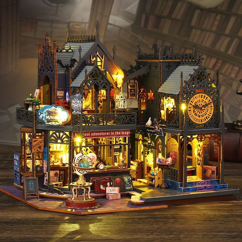 Holo Magic City DIY กระท่อมแฮนด์เมดโมเดลสามมิติ Magic Mini Building ...