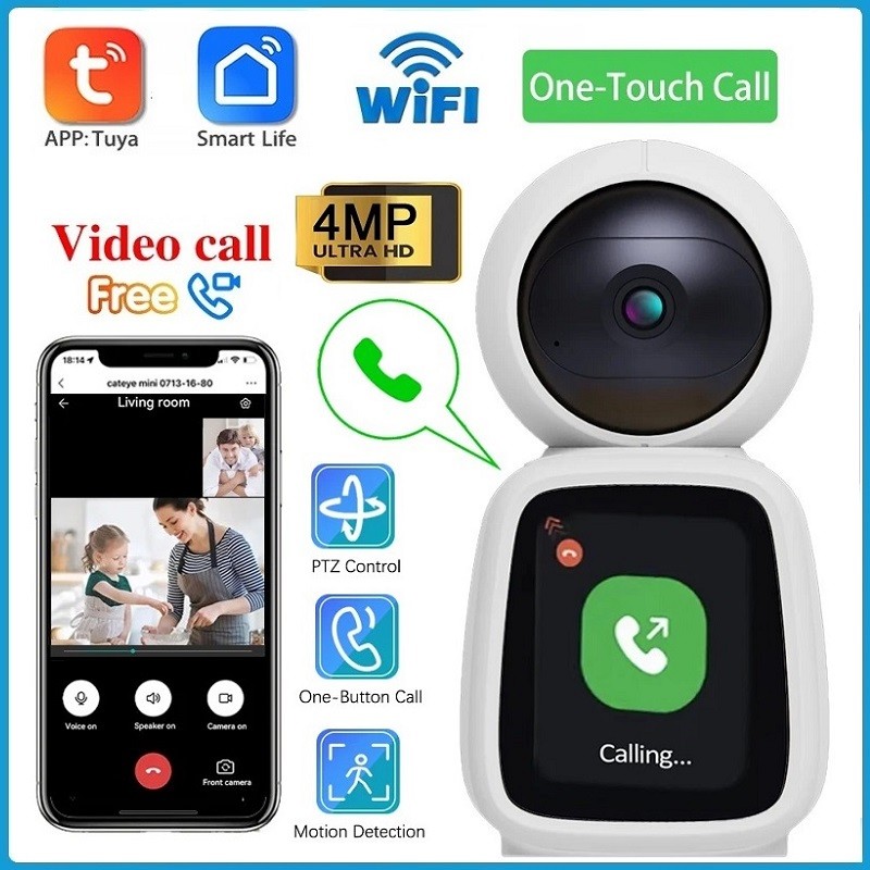Tuya/Smart Life 4MP PTZ กล้อง IP Wifi Video Call ในร่มสองทางการตรวจสอบ ...