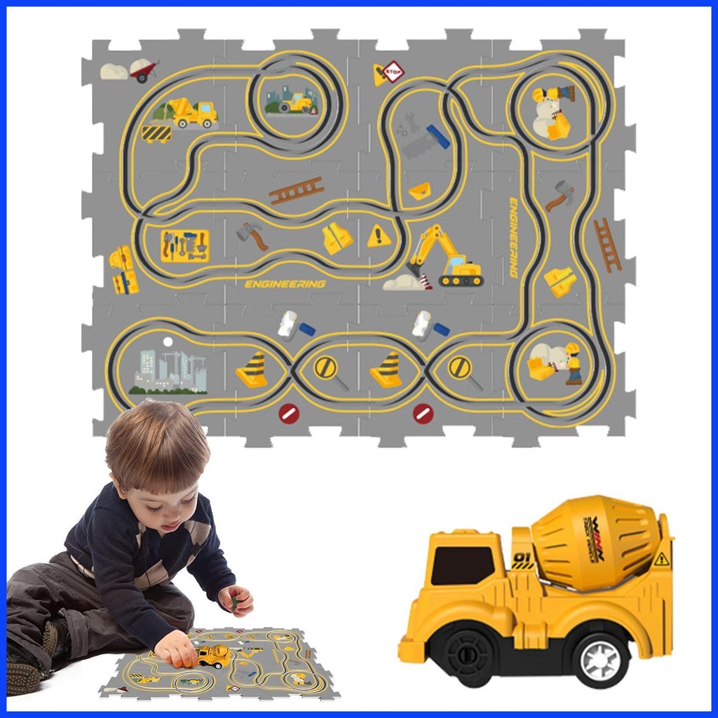 Puzzle Racer Kids Car Track Set Puzzle Board Puzzle Rail Car Cartoon ...