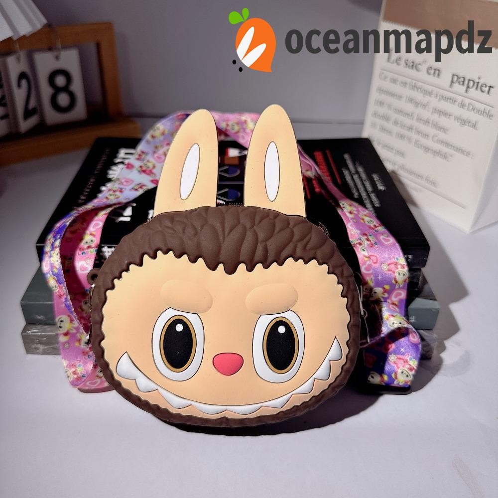 Oceanmapdz Labubu Crossboday กระเป๋า, สายรัดปรับได้กันน้ํากระเป๋าสะพายซิลิโคน, กระเป๋าการ์ตูน ...