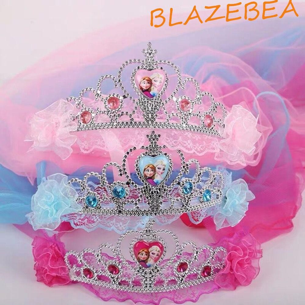 Blazebea Princess Crown Gauze Headband, เลื่อมตาข่าย Rhinestone Tiara ...