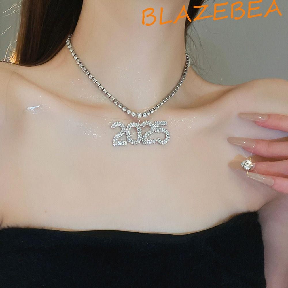 Blazebea ต่างหูสวัสดีปีใหม่, เครื่องประดับยาว 2025 ปีใหม่หูสตั๊ด, หรูหราความงามเงา Rhinestone ...