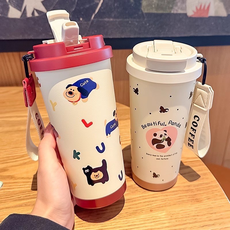 พร้อมส่ง แก้วน้ำ 530ml สแตนเลส316 แถมสายห้อย แก้วเก็บความร้อน/ความเย็น ลายการ์ตูนน่ารัก | Shopee ...