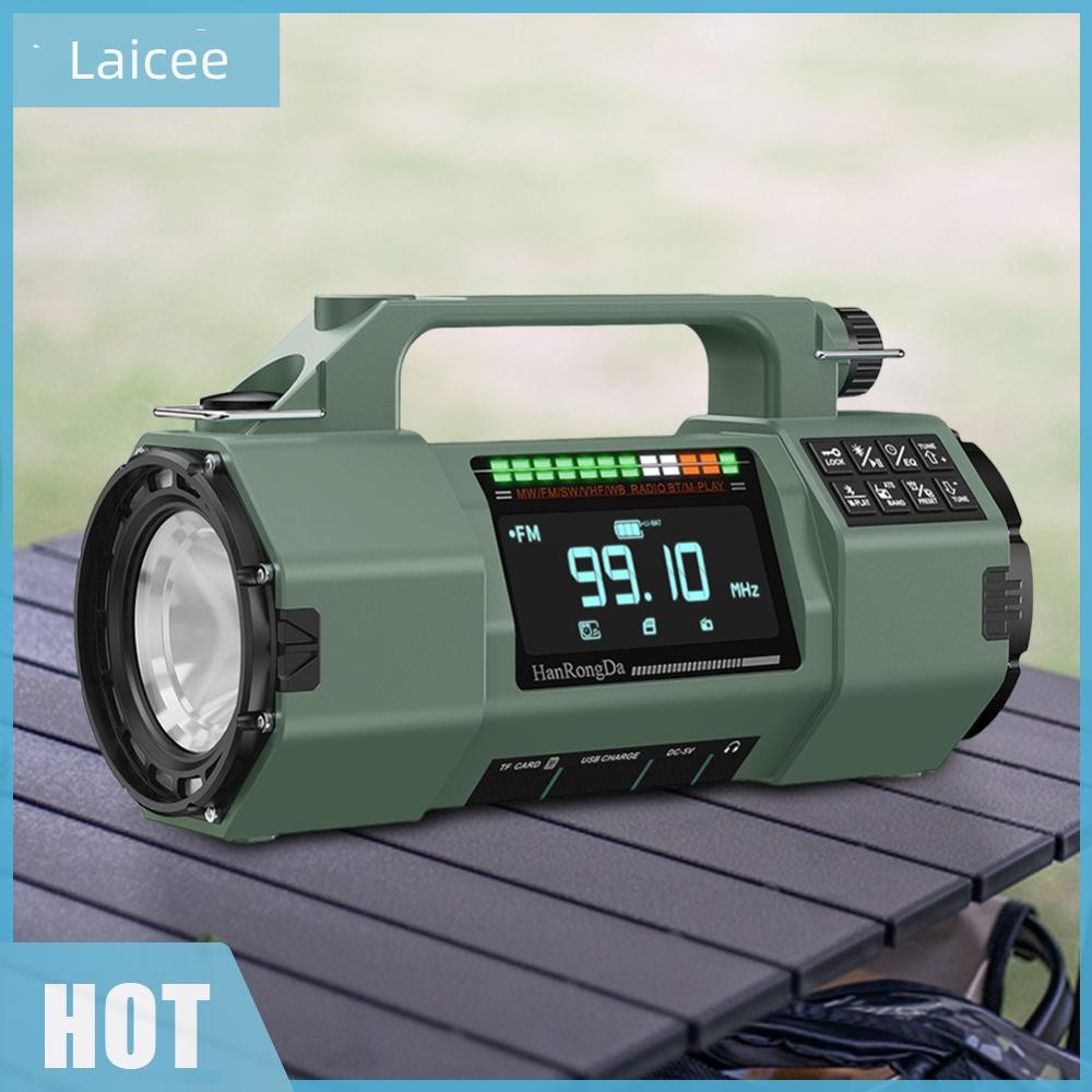 [Laicee.th] วิทยุมือหมุนฉุกเฉินพร้อมสัญญาณเตือน SOS ไฟฉาย LED ลําโพง BT วิทยุพลังงานแสงอาทิตย์ ...