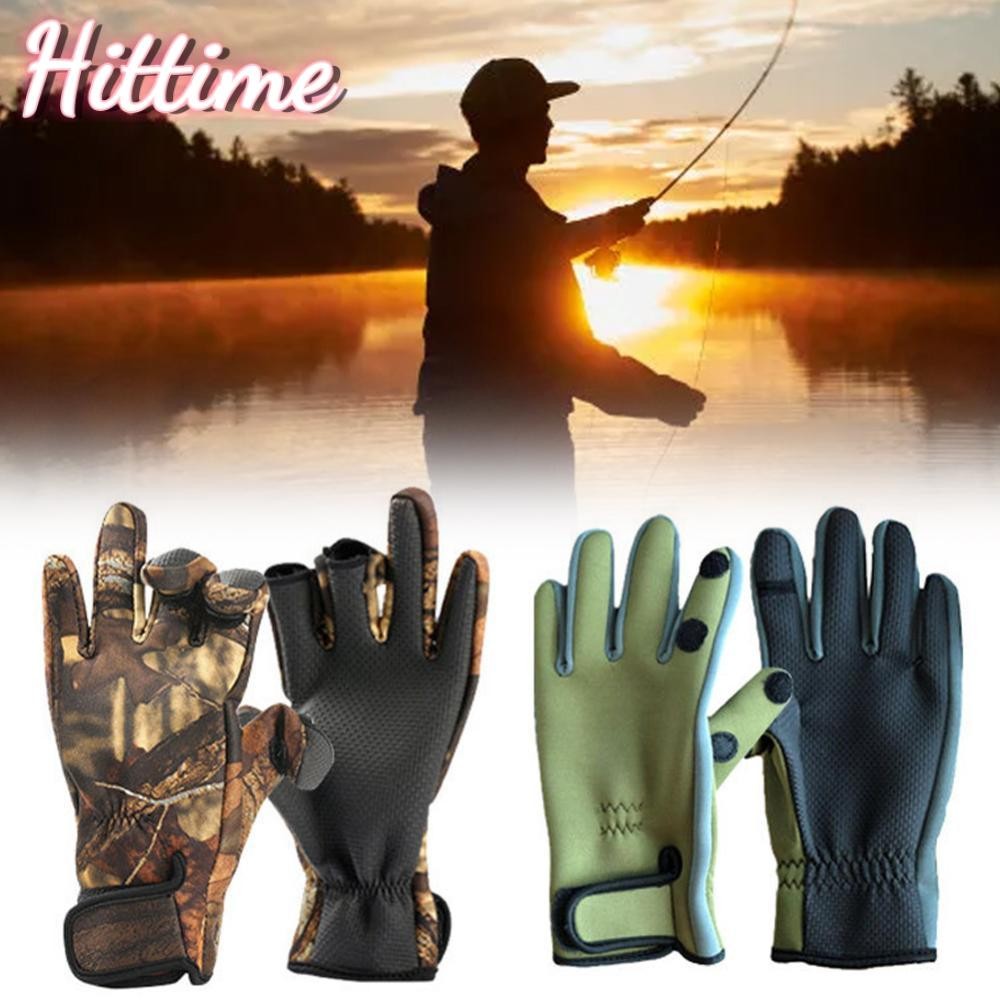 Hittime 1 คู่กลางแจ้ง Anti-Slip ทนต่อการสึกหรอถุงมือตกปลา Flip Finger Design Multi-Purpose Warm ...