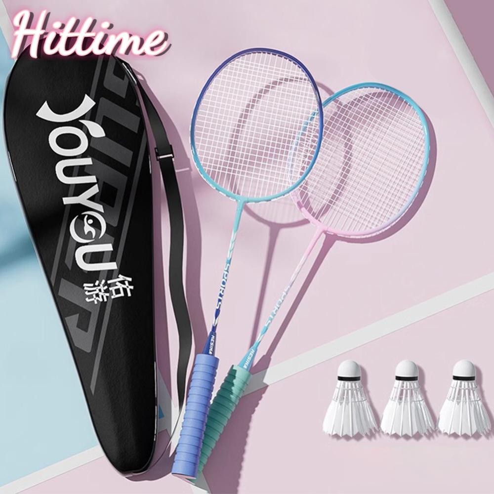 Hittime Iron Alloy ชุดไม้แบดมินตัน Ultralight ทนทานผู้ใหญ่แร็กเก็ต Match อุปกรณ์การฝึกอบรมมือกาว ...