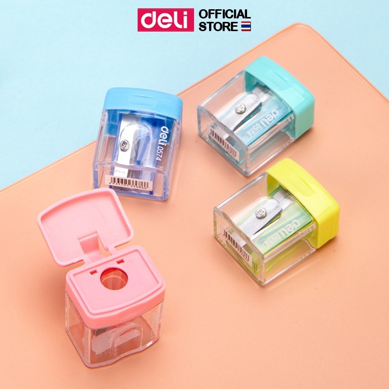 Deli 0574 Pencil Sharpener กบเหลาดินสอขนาดพกพา สีพาสเทล (คละสี 1 ชิ้น ...