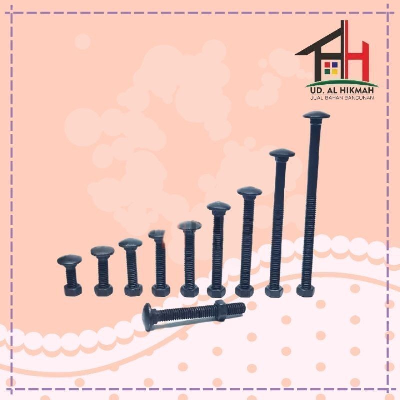 Cb M8 Nut BOLT SET - CARRIER BOLT 5/16 x 4 1/2 นิ้ว (ร่ม BOLT 11.2 CM ...