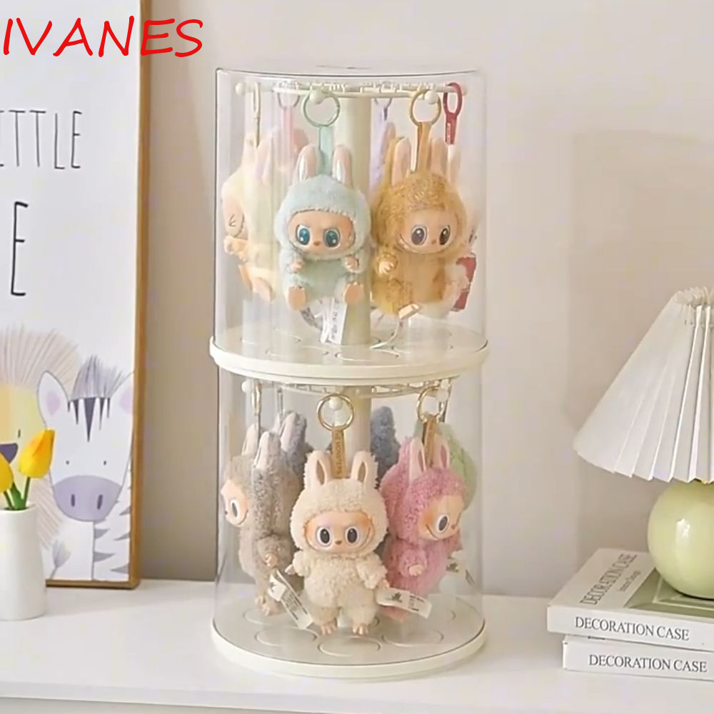 IVANES Labubu จี้กล่องแสดง,โปร่งใสขนาดใหญ่ความจุหมุน Labubu Display ...