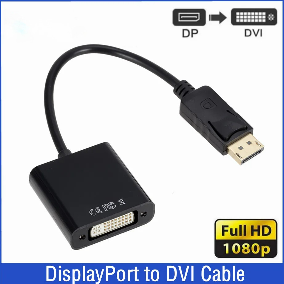 Displayport to DVI Cable Adapter Display Port DP to DVI Converter HD ...