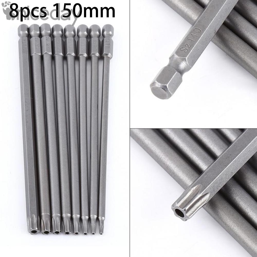 ไขควง Bit T30 8 ชิ้น Hex Magnetic Torx 150 มม.ยาวพิเศษ S2 โลหะผสมเหล็ก ...