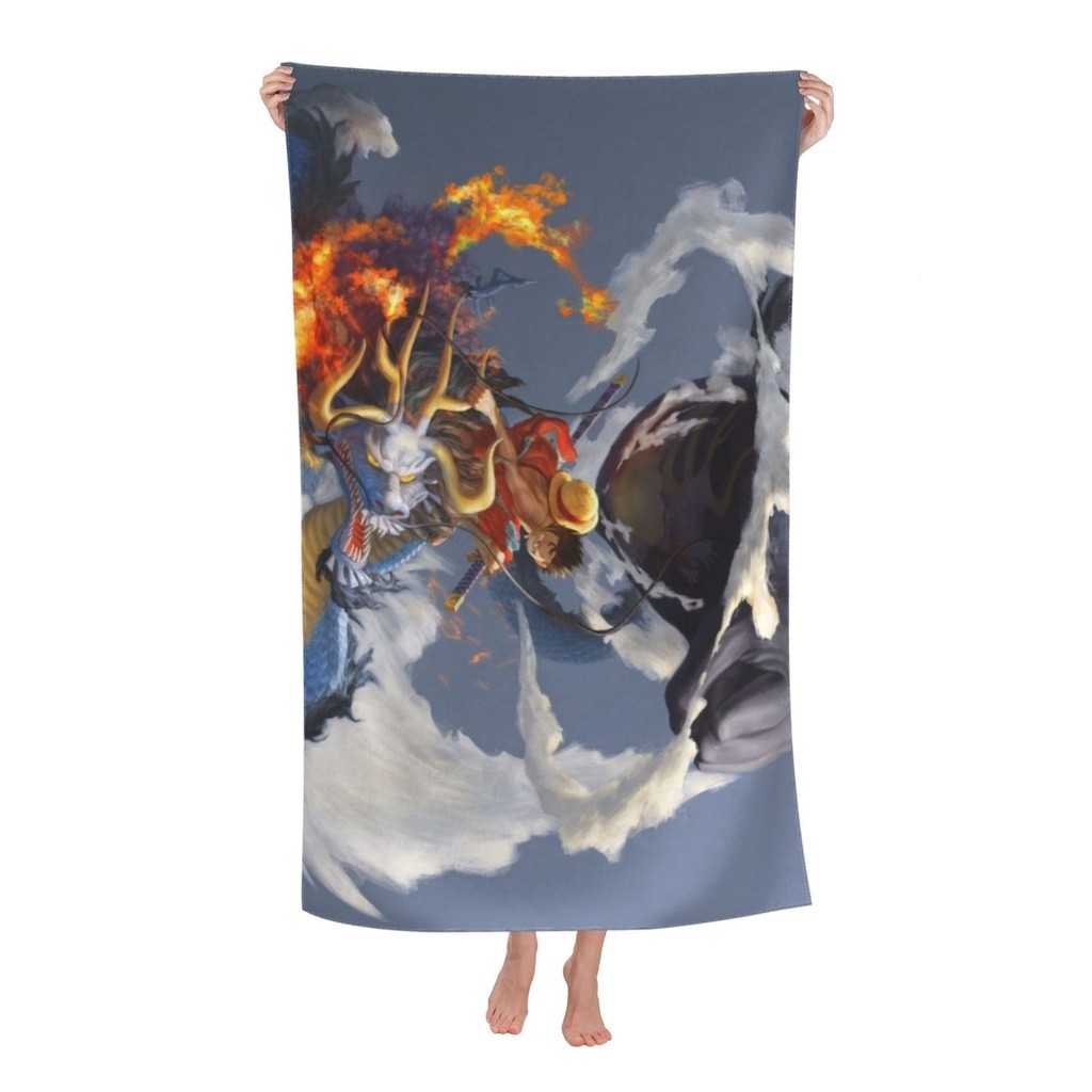 One Piece Luffy Unisex ผ้าขนหนูไมโครไฟเบอร์ Bath Robes ผ้าเช็ดตัวแฟชั่น ...
