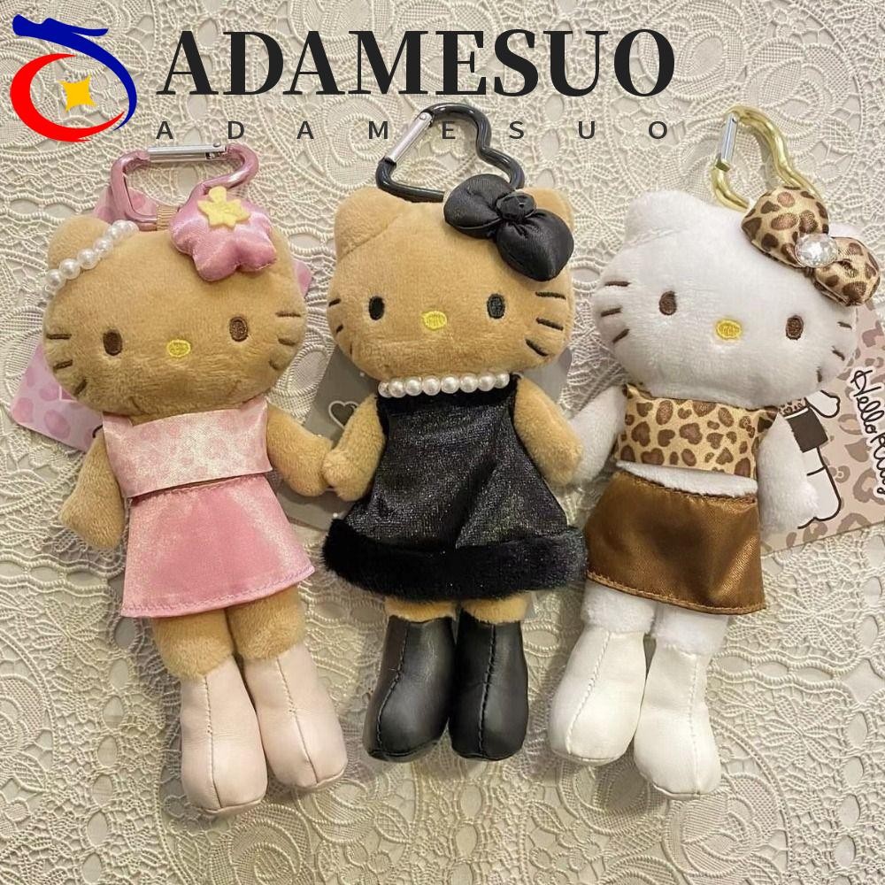 Adamesuo Blackskin Kitty จี้, ขายาว Kawaii เสือดาวพิมพ์ Kitty Plush พวงกุญแจ,น่ารักตกแต่งการ์ตูน ...