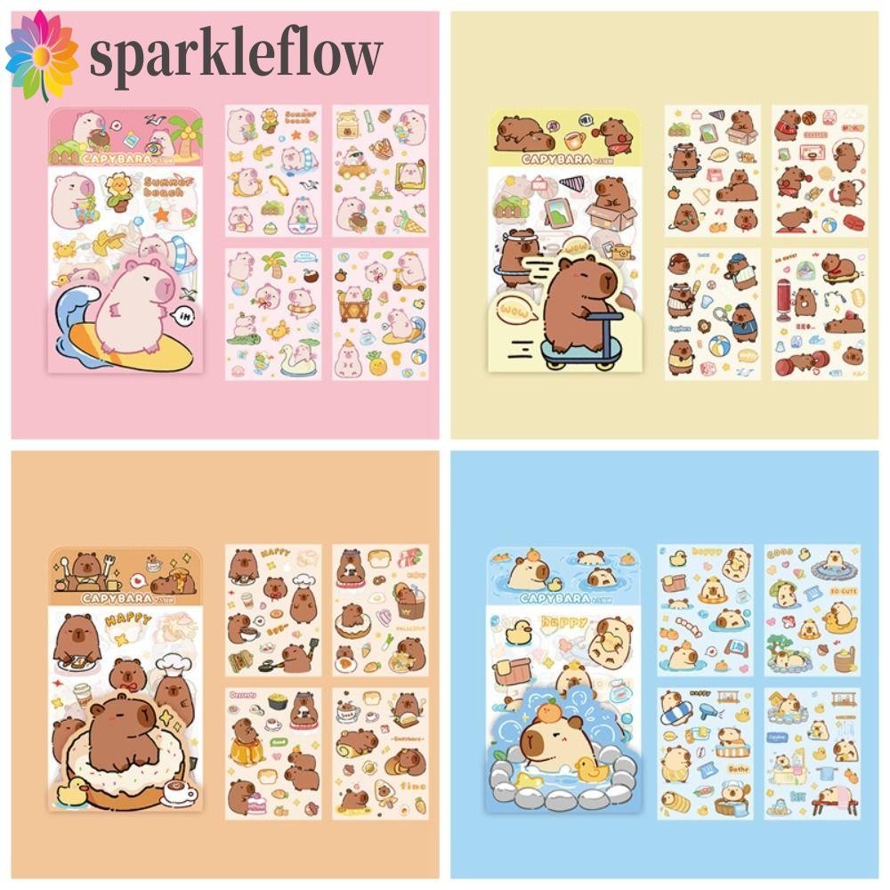 Sparkleflow 4 ชิ้น/ถุงการ์ตูน Capybara สติกเกอร์, Creative กันน้ํา Capybara วัสดุ Ledger, DIY ...