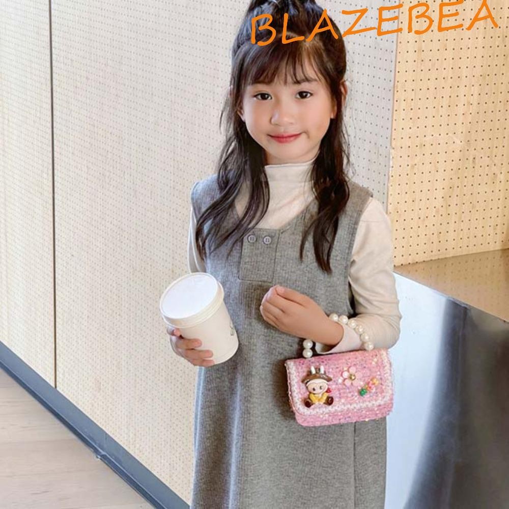 Blazebea Labubu กระเป๋าโซ่, ดอกไม้โบว์เลื่อมไข่มุกกระเป๋าถือ, กระเป๋าสะพายข้าง Flip Up หัวเข็ม ...