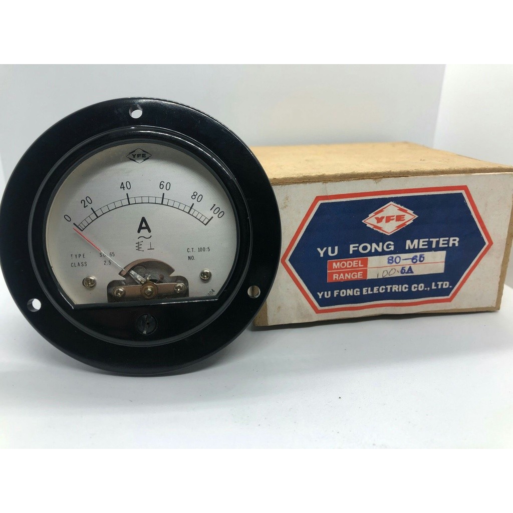 (1ชิ้น) AC แอมต์มิเตอร์ 0-100A รุ่นSO-65 AC100A แบบกลม Made in Taiwan ...