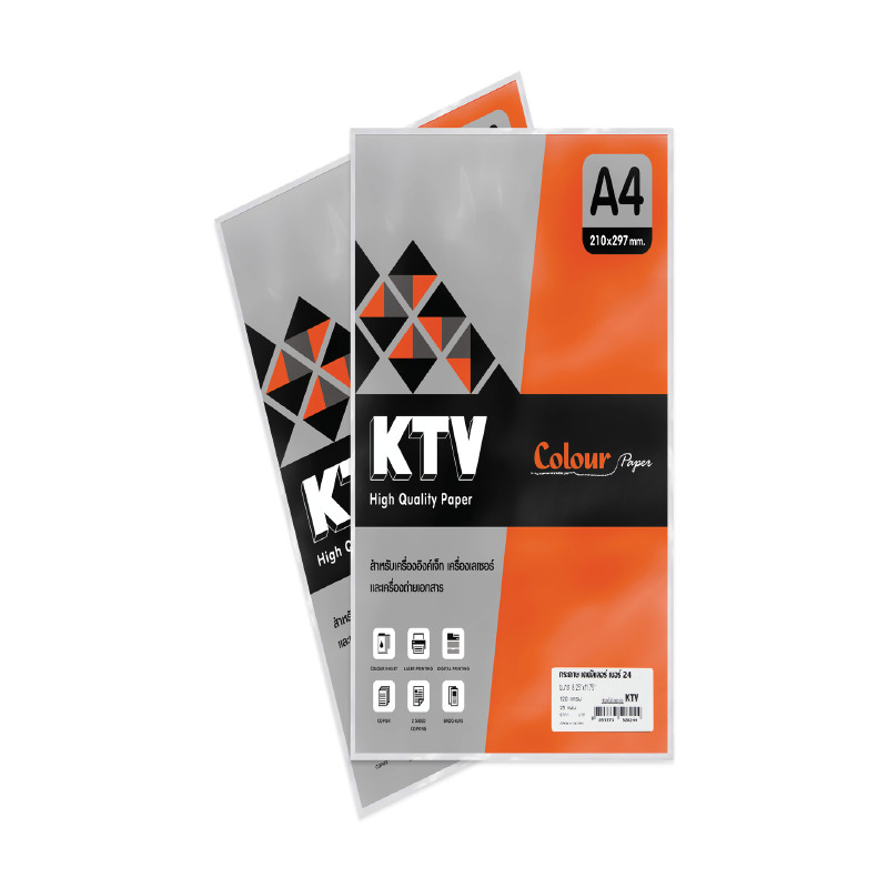 กระดาษสีถ่ายเอกสาร KTV #24 ส้ม A4 120 แกรม (50 แผ่น) | Shopee Thailand
