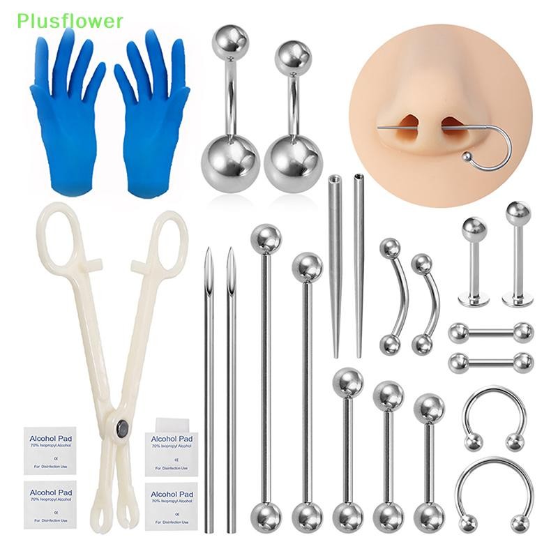 (Plusflower) Body Piercing Kit เหล็กผ่าตัดเกลียว Taper Pin Lip ลิ้นจมูก ...