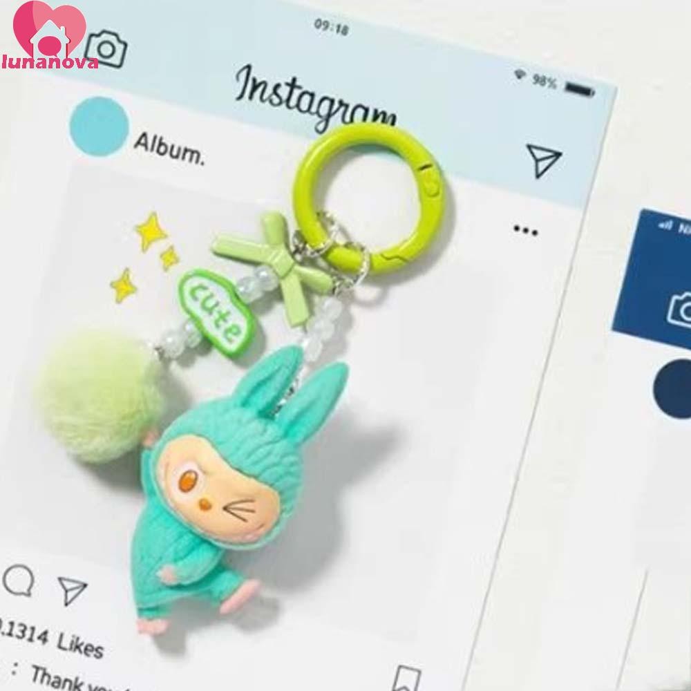 ตุ๊กตา LUNANOVA Lazy Yoga Labubu,|จี้สี Flocking Labubu Key Ring ...