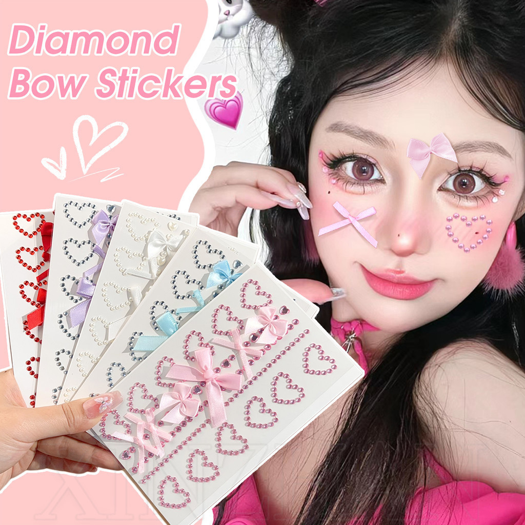 Water-diamond Silk Ribbon Bowknot Face Sticker - 3D Ins, Sweet Lovely ...