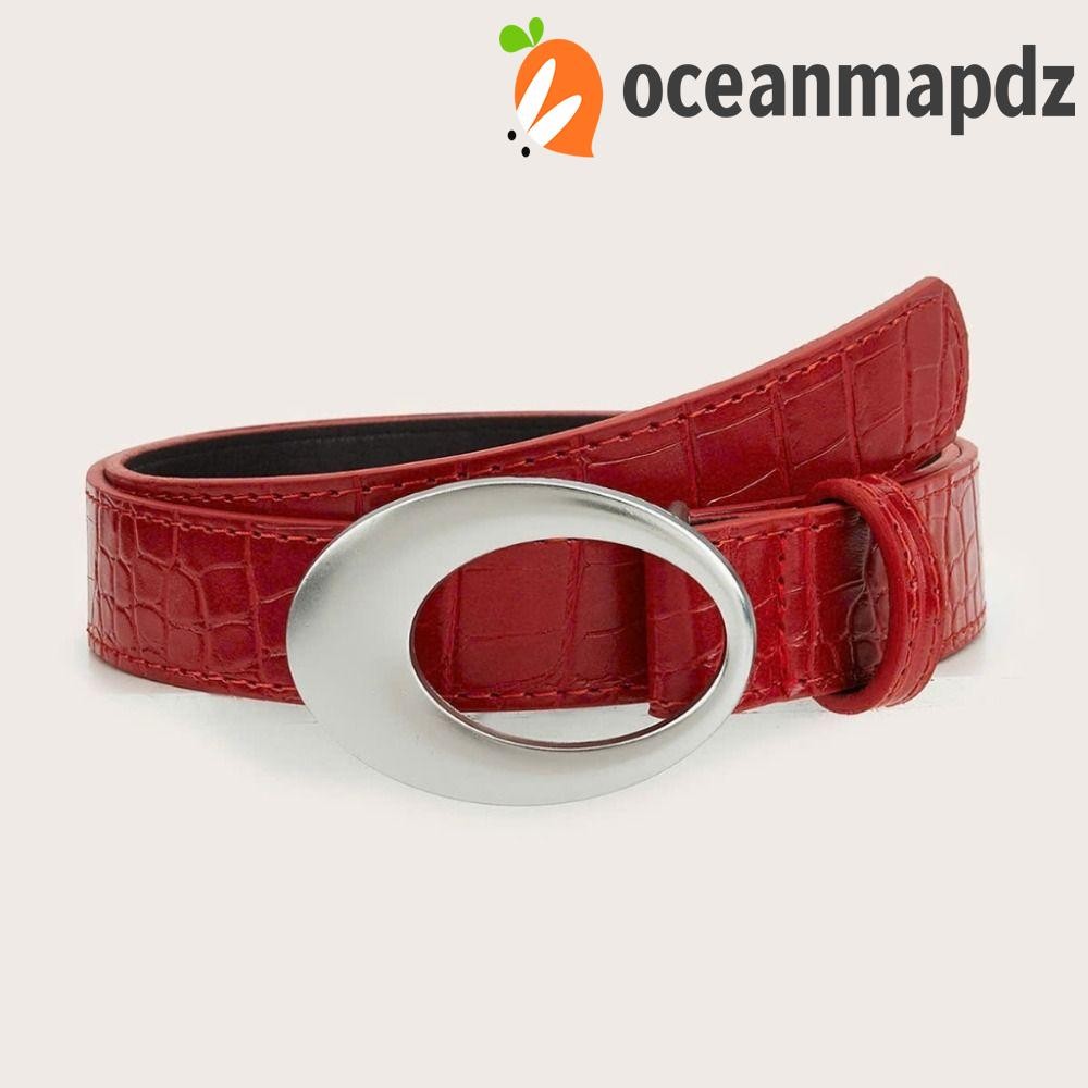 Oceanmapdz เข็มขัดหนัง Pu, หัวเข็มขัดโลหะสไตล์เกาหลี Retro Y2k เข็มขัด, ปรับ Harajuku เข็มขัด ...
