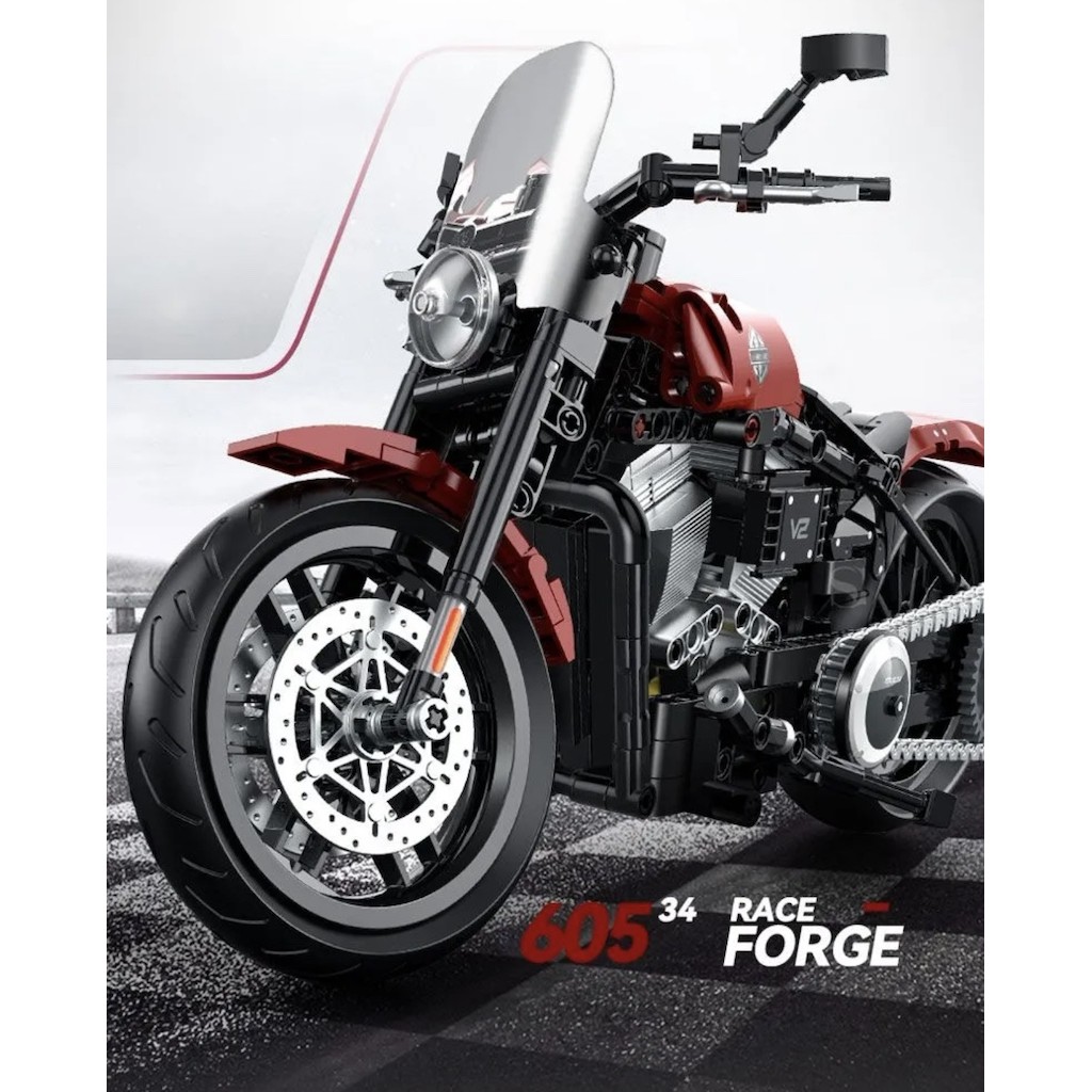 Mytopshop 542PCS MOC Technic Speed Softail Slim Commander รถจักรยานยนต์มอเตอร์จักรยานรุ่น ...