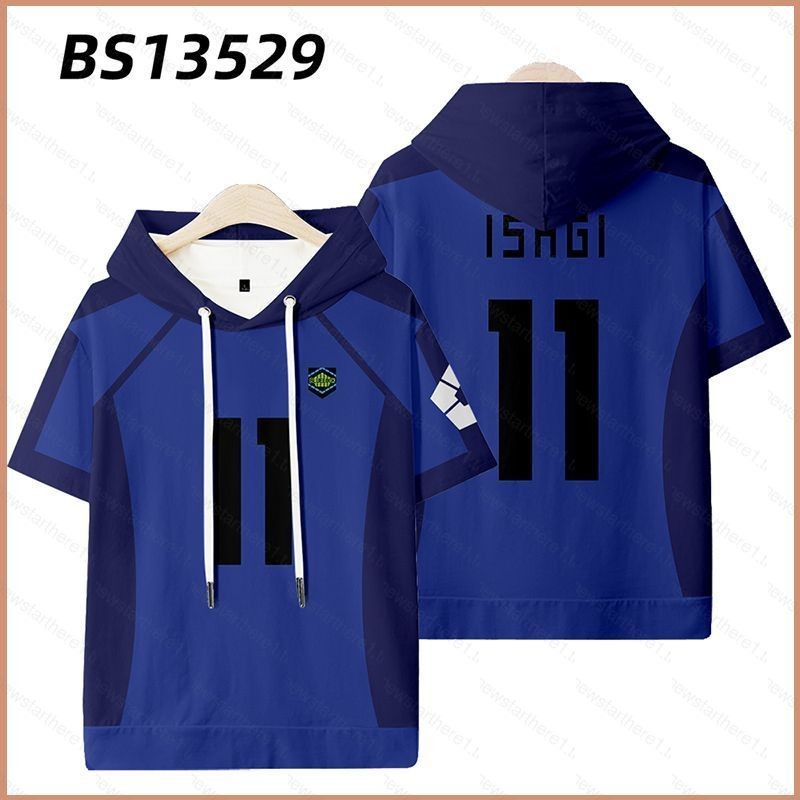Jason Blue Lock Jersey แขนสั้น Hoodie High School เครื่องแต่งกายคอสเพล ...